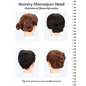 Mannequin Head with Hair 20-22" - Cosmetology Mannequin Head to Practice Hair Styles - 100% Human Hair Cosmetology Supplies - Hair Practicing and Cutting Manikin Head with Clamp & Hairdressing Tools