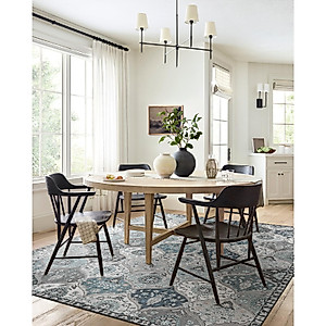 Lahome Moroccan 6x9 Area Rugs for Living Room,Ultra-thin Carpet for Bedroom Soft Blue Rug, Oriental Machine Washable Rug Distressed Non Shedding Throw Rug for Dining Room Office (6x9ft,Blue)