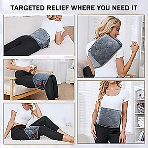 Vofuoti Cordless Heating Pad with Massager, 3 Vibration Modes and 3 Heating Settings, Portable Heating Pad with Battery, Machine Washable, Heating Pad for Back Pain Relief, Gift for Women Men