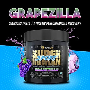 Alpha Lion Superhuman Sport Pre Workout Powder, Preworkout for Men & Women, Sports Nutrition Supplement, for Muscle Soreness, Recovery & Training, Energy & Focus (21 Servings, Grapezilla Flavor)