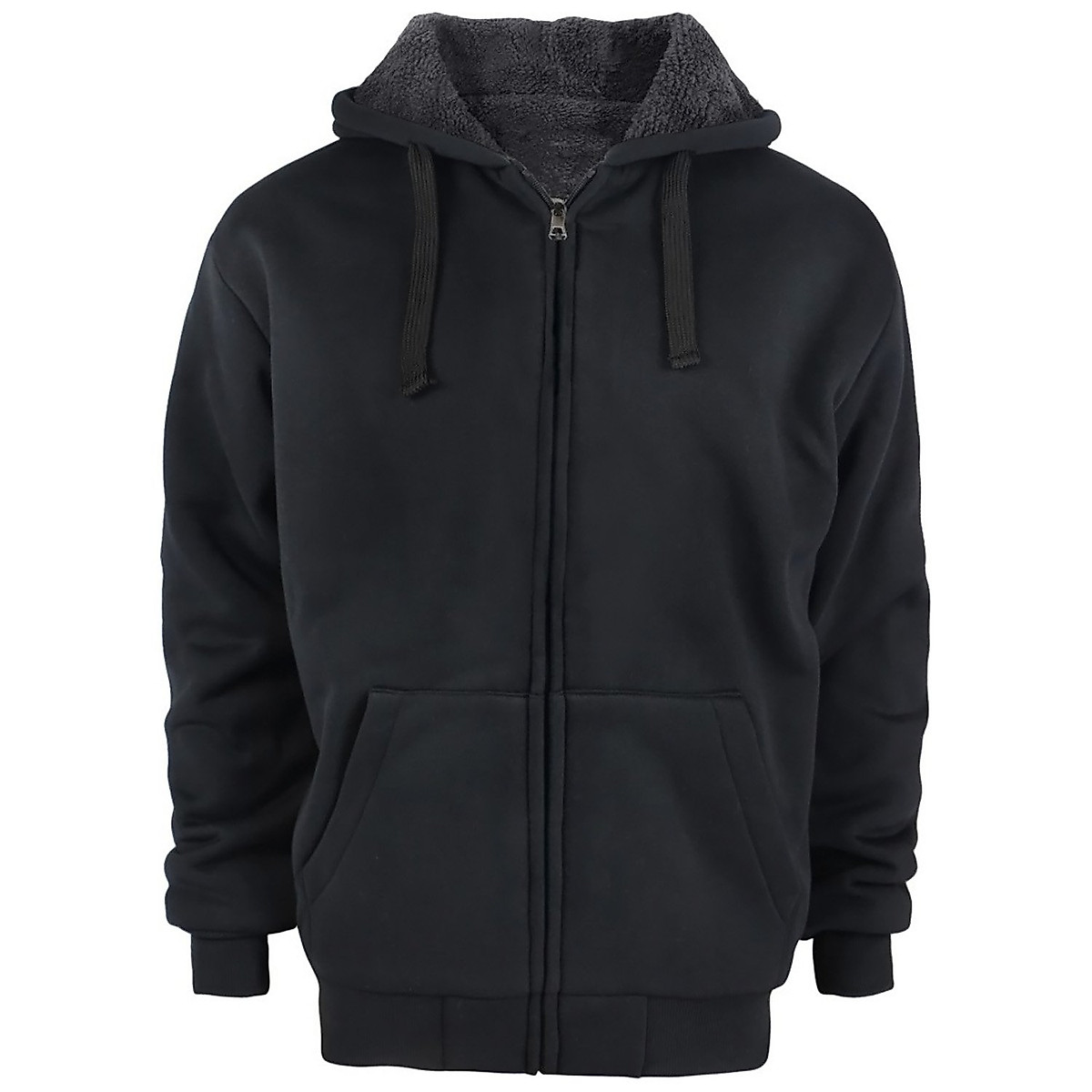 Gary Com Heavyweight Hoodies for Men, 1.8 lbs Sherpa Lined Fleece Full Zip Plus Size Sweatshirt Jackets Outwear (Black, M)