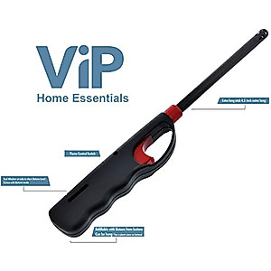 3 Pack - VIP Home Essentials Handi Flame BBQ Grill Click Lighter Refillable Candle Fireplace Kitchen Stove Wind Resitent Long Stem