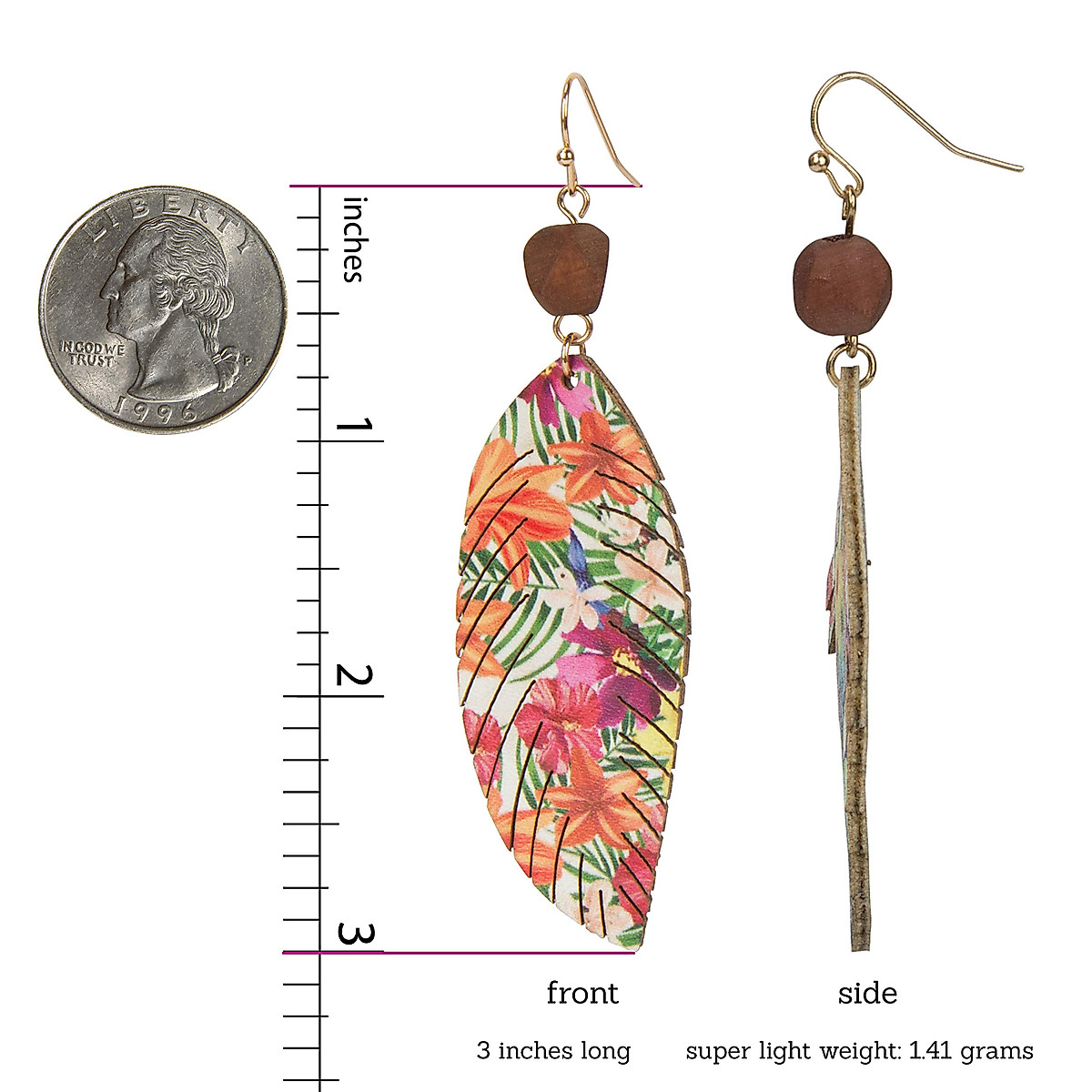 SPUNKYsoul Tropical Hibiscus Flower Earrings Jewelry for Women (Tropical Flowers)