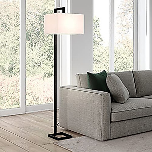 Grayson 68" Tall Floor Lamp with Fabric Shade in Blackened Bronze/White