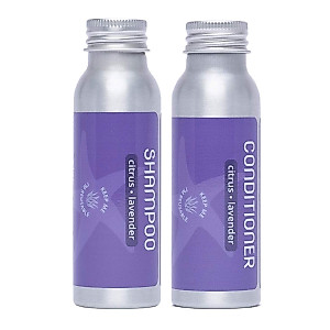 Travel Size Shampoo and Conditioner - Citrus Lavender - 2.5oz Refillable Bottles, Sulfate Free