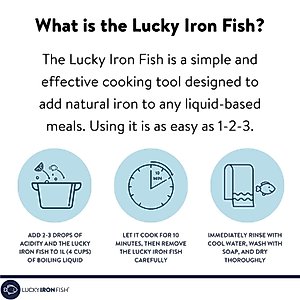 Lucky Iron Fish Ⓡ A Natural Source of Iron - The Original Cooking Tool to Add Iron to Liquid-Based Meals, Reduce Iron Deficiency Risks - an Iron Supplement Alternative, Ideal for Menstruators & Vegans
