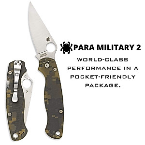 Spyderco Para Military 2 Signature Camo Knife with 3.42" CPM S45VN Steel Blade and Durable G-10 Handle - PlainEdge - C81GPCMO2