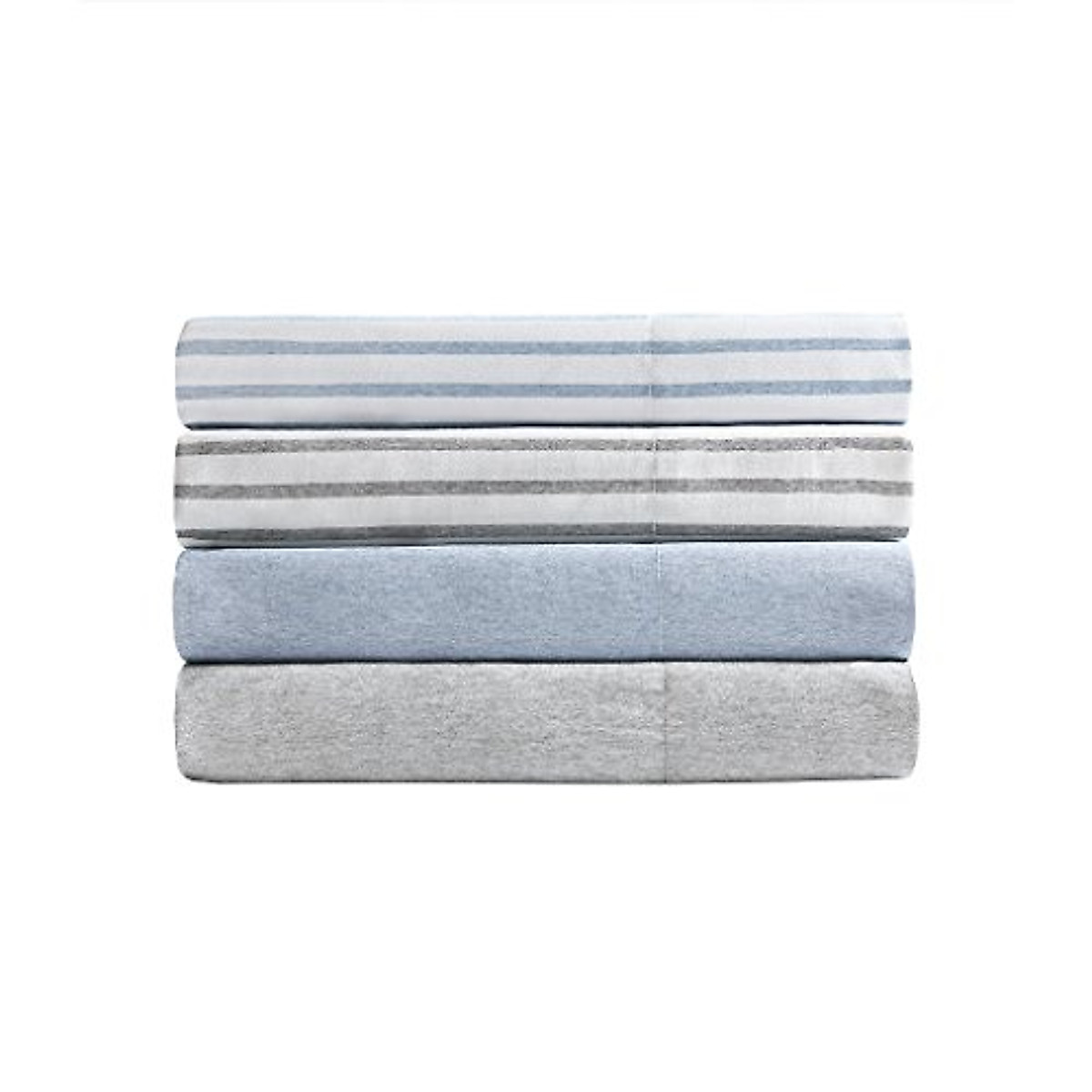 Madison Park Essentials Chambray Printed ultra soft 4 piece sheet set, Grey Stripe, King