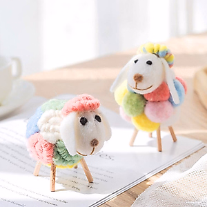 Cute Lamb Hanging Decoration,Felted Wool Sheep Decor,Christmas Tree Decorative Hanging Ornament Sheep Plush Decorative(B 6 x 6 x 11cm)