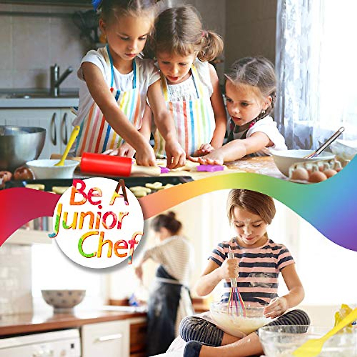 Shacoryze Kids Cooking and Baking Set 40 Pcs with Gift Box, Real Kitchen Utensils Kit for Children Toddlers Teens, Gift for Girls&Boys, Nonstick Rolling Pin Silicone Pastry Mat Cupcake Molds