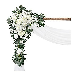 SOJOCK Artificial Wedding Arch Flowers Kit, 2 Pcs Floral Arrangement, 1 Pcs Fabric Drap, for Wedding Ceremony Bouquets and Reception Backdrop Decoration,DIY Garden Craft Art Decoration