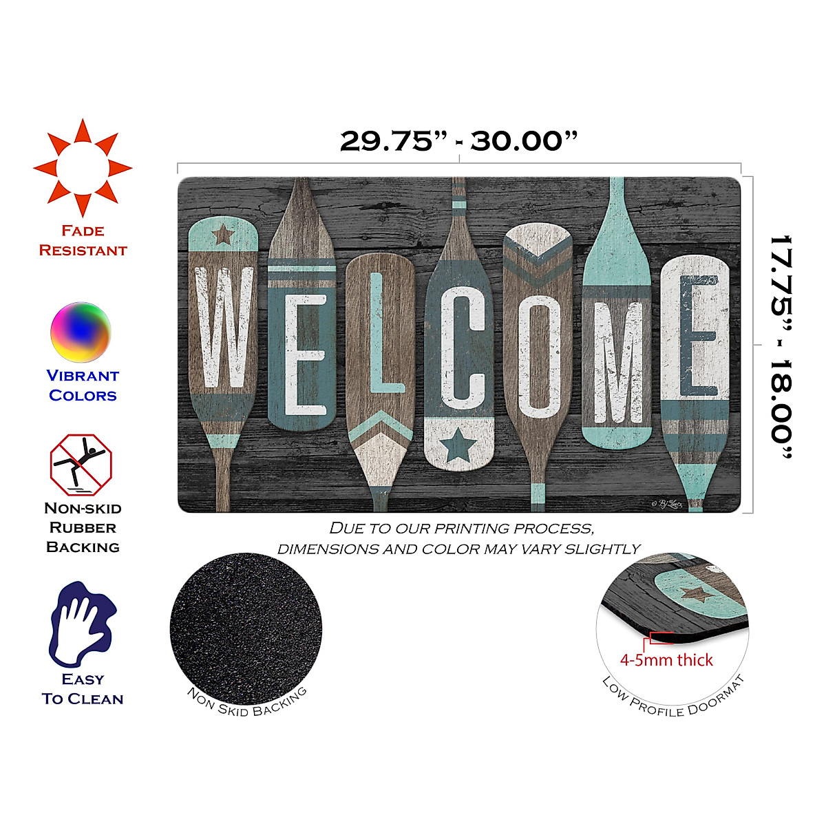 Toland Home Garden 800511 Welcome Paddles Summer Door Mat 18x30 Inch Welcome Outdoor Doormat for Entryway Indoor Entrance