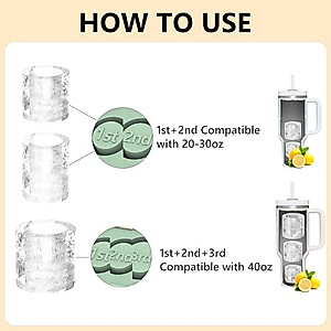 Ice Cube Tray For Stanley Cup 20-40oz,Silicone Hollow Cylinder Ice Mold With Lid And Bin for Tumbler,Ice Maker Freezer Accessories For Chilling Cocktails,Whiskey,Drinks,BPA Free (1Pack, Green)