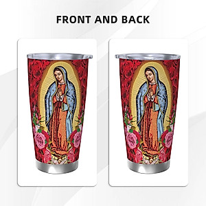 Our Lady Of Guadalupe Christmas Gifts Mexican Flag Virgin Mary Car Cup 20 Oz Stainless Steel Travel Cup - Double Wall Insulated Coffee Mugs With Splash-Proof Travel Mug