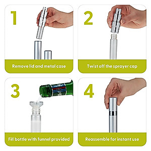 True Martini Atomizer Bar Mister with Refillable Funnel for Vermouth Spray Glass Canister with Stainless Steel Case, 1 Count (Pack of 1), Silver