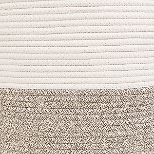 Volhouim XXXLarge Cotton Rope Basket for Organizing Baby Laundry Basket for Blankets Living Room Blanket Basket Cotton Rope Basket with Handle Collapsible Woven Basket Baby Toy Bin，22"x14" Light Brown