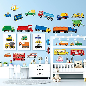 DECOWALL DS9-8064 Transport and Vehicles Wall Stickers Decals for Kids Toddler Bedroom décor car Boys Truck Construction Room Peel and Stick Excavator fire Truck Nursery Living Baby