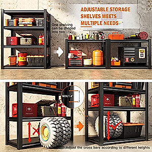 Raybee Garage Shelving Heavy Duty, 40" Wide Garage Storage Shevles Heavy Duty Shelving, Adjustable 4 Tier Metal Shelving, Garage Shelves Heavy Duty Shelves, Industrial Storage Rack, 40" W x19 D x57 H