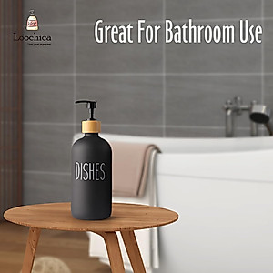 LOOCHICA Black Glass Kitchen Soap Dispenser, Detergent Dispenser or Dish Soap Dispenser for Kitchen Sink, Black Soap Dispenser, Modern Farmhouse Decor Dish Soap Pump for Kitchen Organization