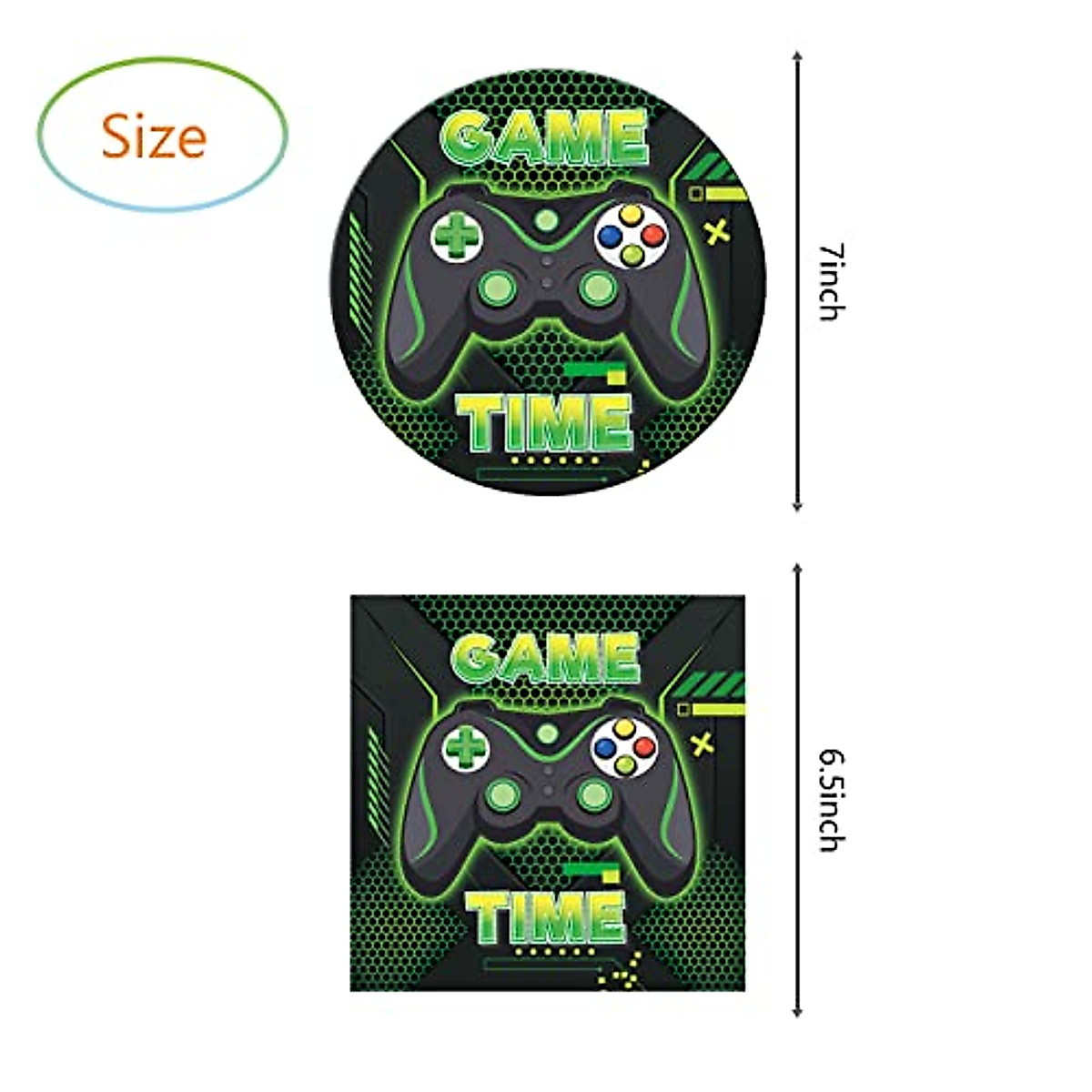 Video Games Party Tableware Supplies Set, 20 Plates and 20 Napkins,Video Games Theme Party Baby Shower Birthday Decorations