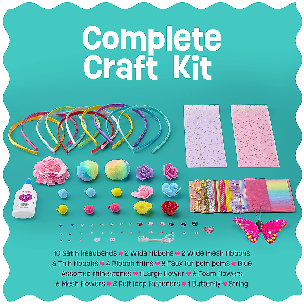Pretty Me Headband Making Kit for Girls - Make Your Own Fashion Headbands for Kids - DIY Hair Accessories Set - Arts & Crafts Gift for Ages 5-12 Year Old Girl - Little Children's Art & Craft Gifts
