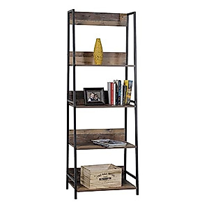 OS Home and Office ladder bookcase, Rustic Planked Knotty Pine