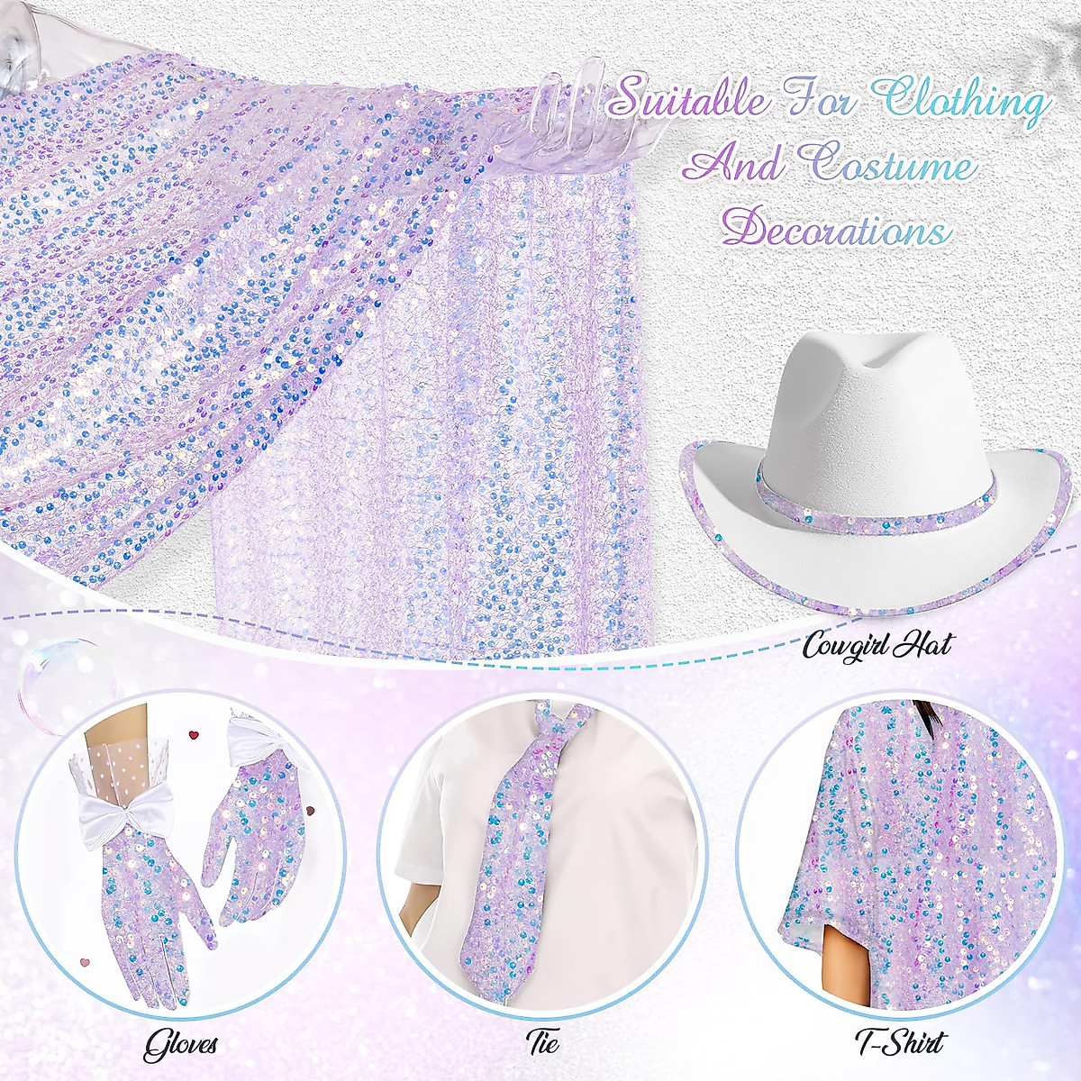 Sequin Fabric by The Yard: 6 Feet 2 Yard - Iridescent Glitter Mesh Embroidery Sparkly Fabric for Sewing Custom Clothe Dress Mermaid Table Decor Wedding DIY Crafts Decorations (Purple)