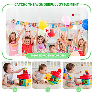 Kids Camera, Christmas Birthday Gifts for Boys and Girls Age 3-8,Video Cameras for Kids 8-12,Childrens Digital Camera for vlogging Portable Kids Selfie Camera with 32GB SD Card Green