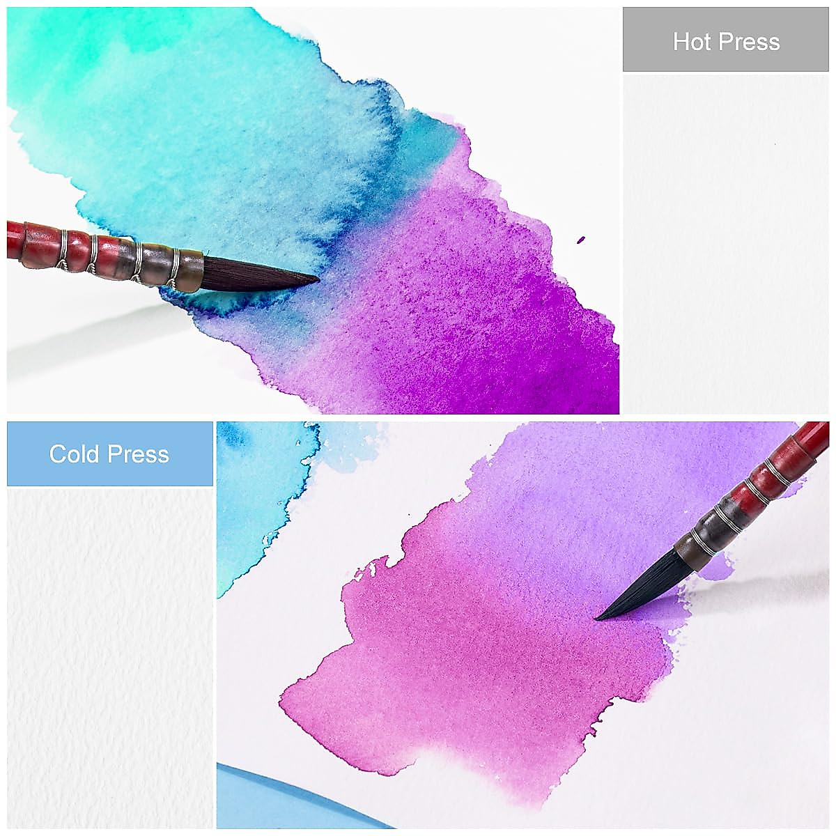 Lightwish Square Watercolor Journal,100% Cotton,300gsm/140lb,Acid-Free,24 Sheets Cold Press Watecolor Sketchbook for Artists Adults Students,4.7 * 4.7 Inches(Blue)