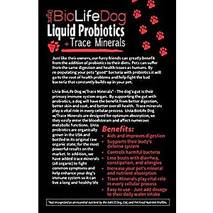 LiviaOne BioLifePet Liquid Probiotics for Dogs, Organic Dog Probiotic Supplements, Puppy and Dog Pet Probiotics, 4 Fl Oz (Pack of 1)