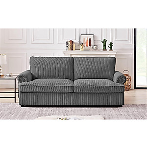 Container Furniture Direct Reversible Sleeper Sofa with Memory Foam Mattress, Comfortable and Durable Full Size Bed Couch for Living Rooms, Upholstered with Corduroy Fabric, 70" Wide, Grey