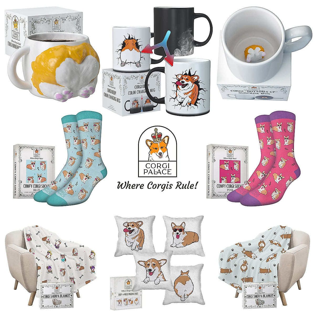 Corgi Palace Corgi Bottom’s Up Surprise Mug, Funniest Corgi Coffee Mug Ever, Best Corgi Gifts for Corgi Lovers, Yes - Corgi Butt Corgi Mug, Funny Corgi Gifts