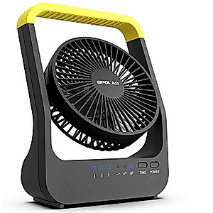 Battery Operated Fan with D-cell Battery, Portable Camping USB Desk Fan with Timer, Strong Airflow, 14-214 Running Hours, 3 Speeds, Great for Home Office Outside Hurricanes Power Shortage, 5 Inch