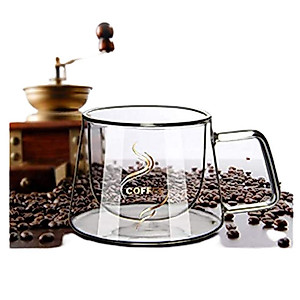 Virgin Forest Espresso Cups, Double Wall Lnsulated Glasses Cup, Clear Glass Coffee Mugs with Handle (7 oz)