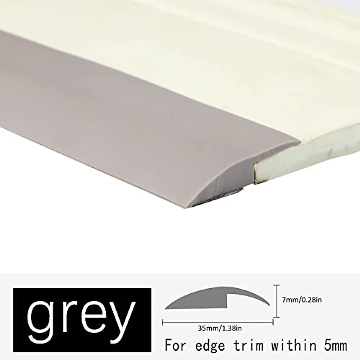 iZiv 6.56 FT PVC Floor Transition Strip, Peel and Stick Molding Trim for Threshold Transitions with a Height Less Than 5 mm, Carpet & Floor Edging Trim, Carpet to Tile Transition Strip