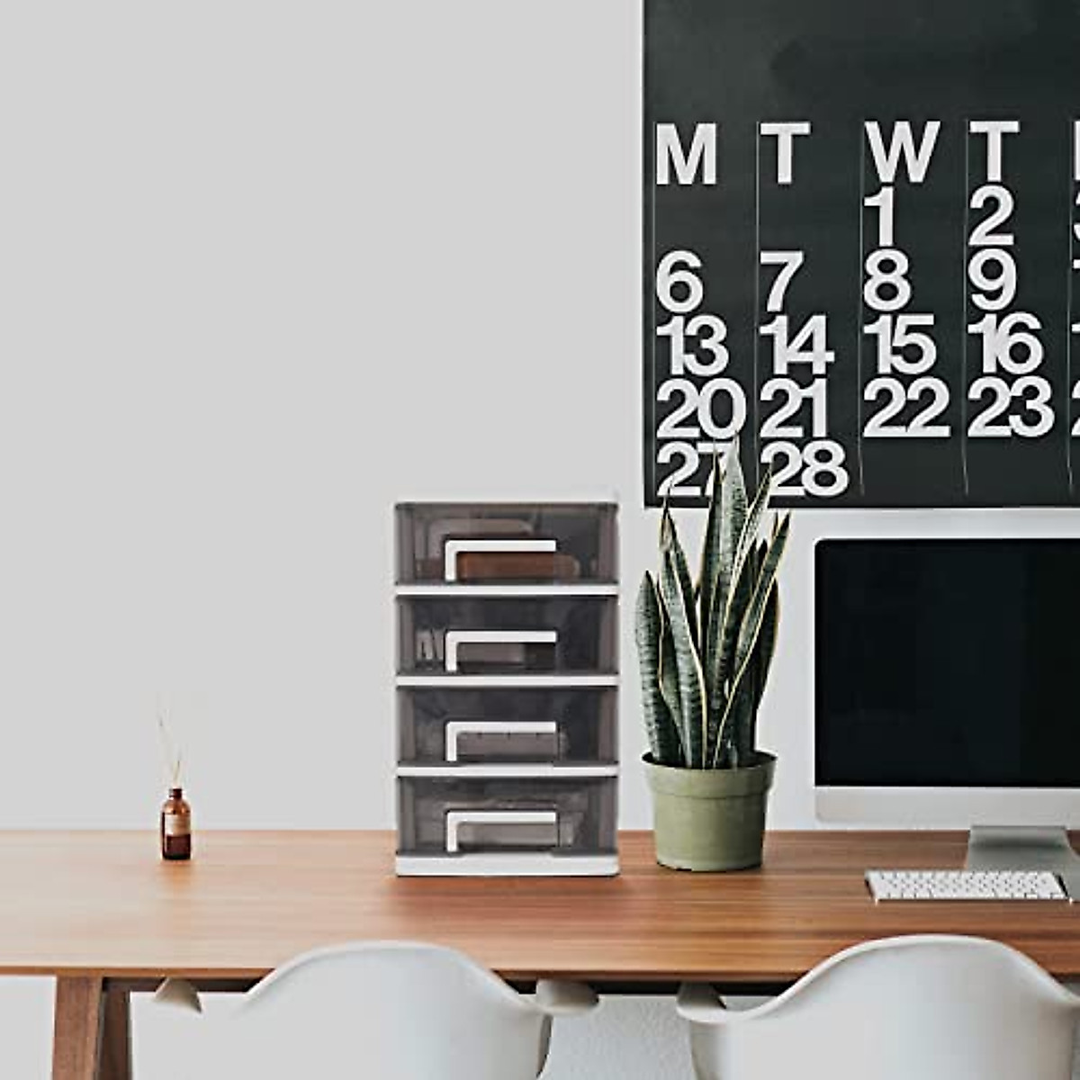 4 Drawer Plastic Storage - Plastic Storage Bins with Drawers, Desktop Storage Drawers Clear Drawers Storage Box for Home (25.2 * 21.1 * 15.2CM)