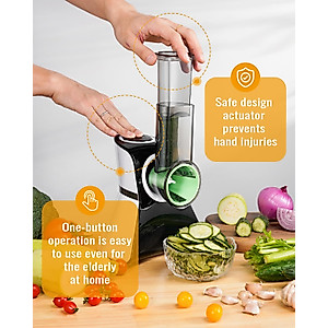 Electric Cheese Grater Salad Shooter,5-In-1 Electric Slicer For Home Kitchen,One-Touch Easy Control,With Safety Push Bar Cheese Grater Electric For Zucchini,Cheese,Vegetables And Smoothie