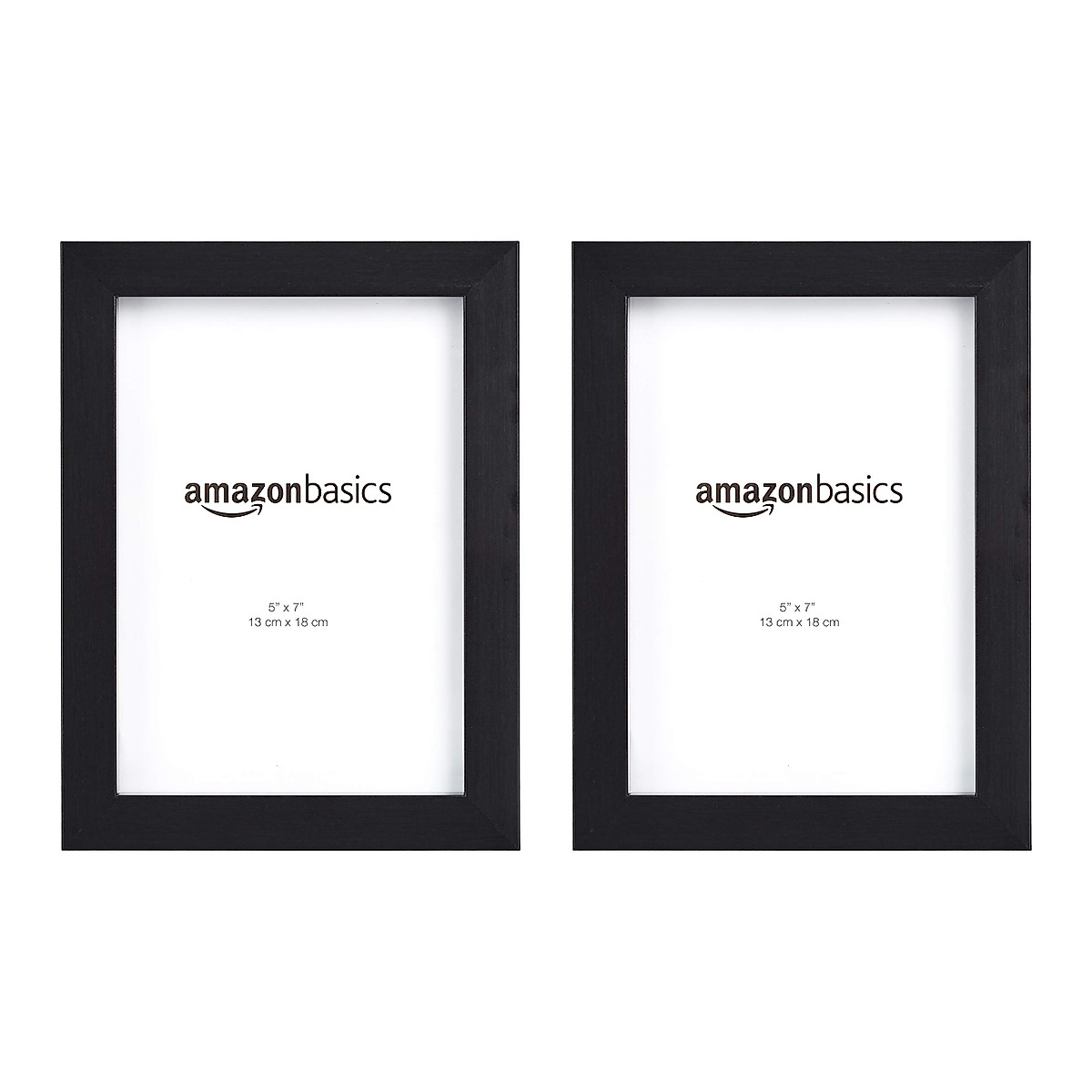 Amazon Basics Photo Picture Frame - 5" x 7", Black - Pack of 2