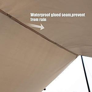 FREEKITE Lightweight Waterproof Camping Tarp Tent, Large Portable Bushcraft Backpacking Nylon Fabric Rain Fly Tarps for Hammock Tactical Hiking Emergency Shelter Tarp (Black)