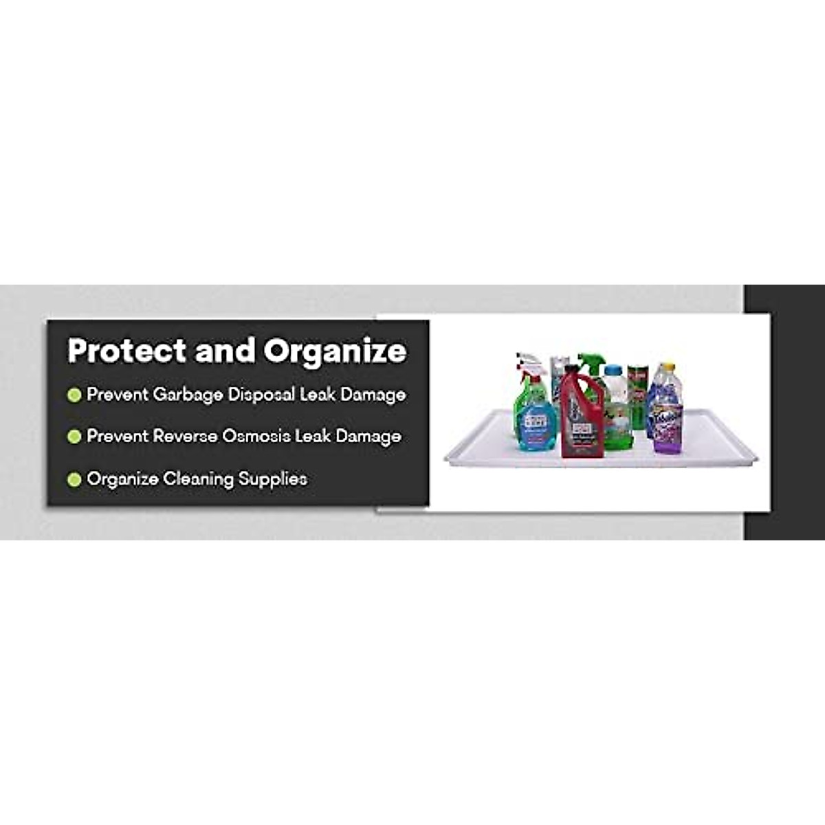 Waterproof 3+ Gallon Under Sink Cabinet Mat/Liner Protector for Kitchen and Bathroom Vanity - 33" x 21" - White - Made in USA