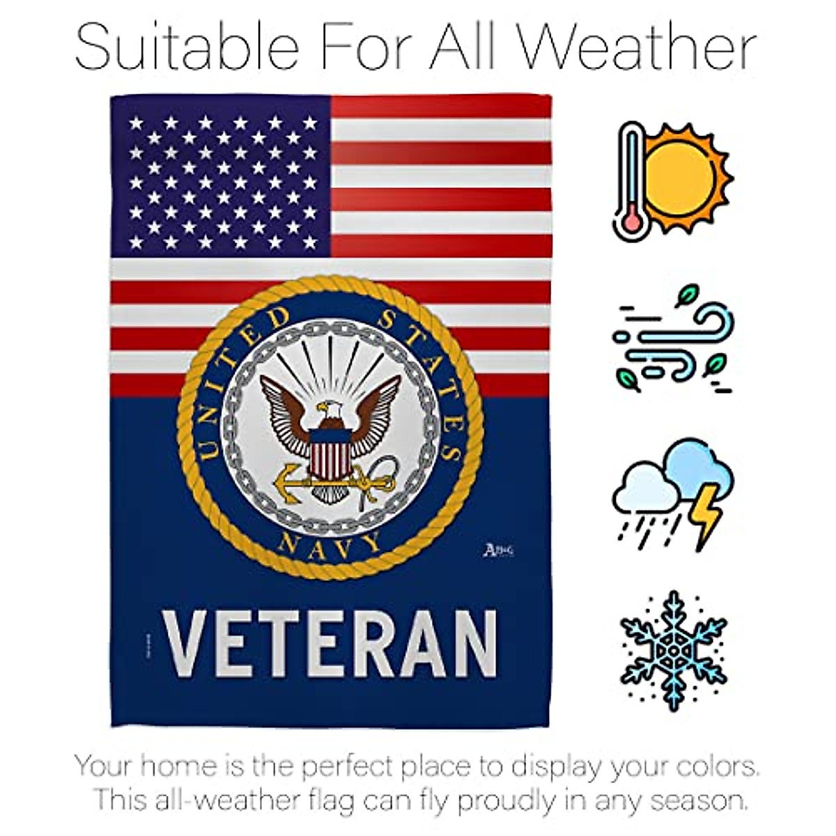 US Navy Veteran Garden Flag - Armed Forces USN Seabee United State American Military Retire - House Decoration Banner Small Yard Gift Double-Sided Made In USA 13 X 18.5