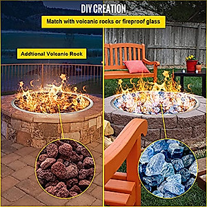 VEVOR Drop in Fire Pit Pan, 19" x 19" Round Fire Pit Burner, Stainless Steel Gas Fire Pan, Fire Pit Burner Pan w/ 1 Pack Volcanic Rock Fire Pit Insert w/ 90K BTU for Keeping Warm w/Family & Friends