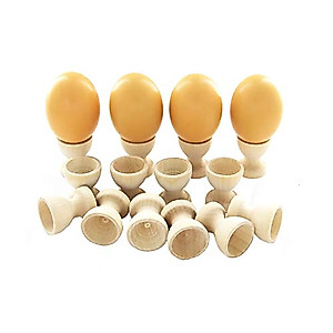Hosfairy 16Pcs Mini Egg Cups Wooden Egg Cups Easter Egg Holders for DIY Painting Easter Craft Decoration