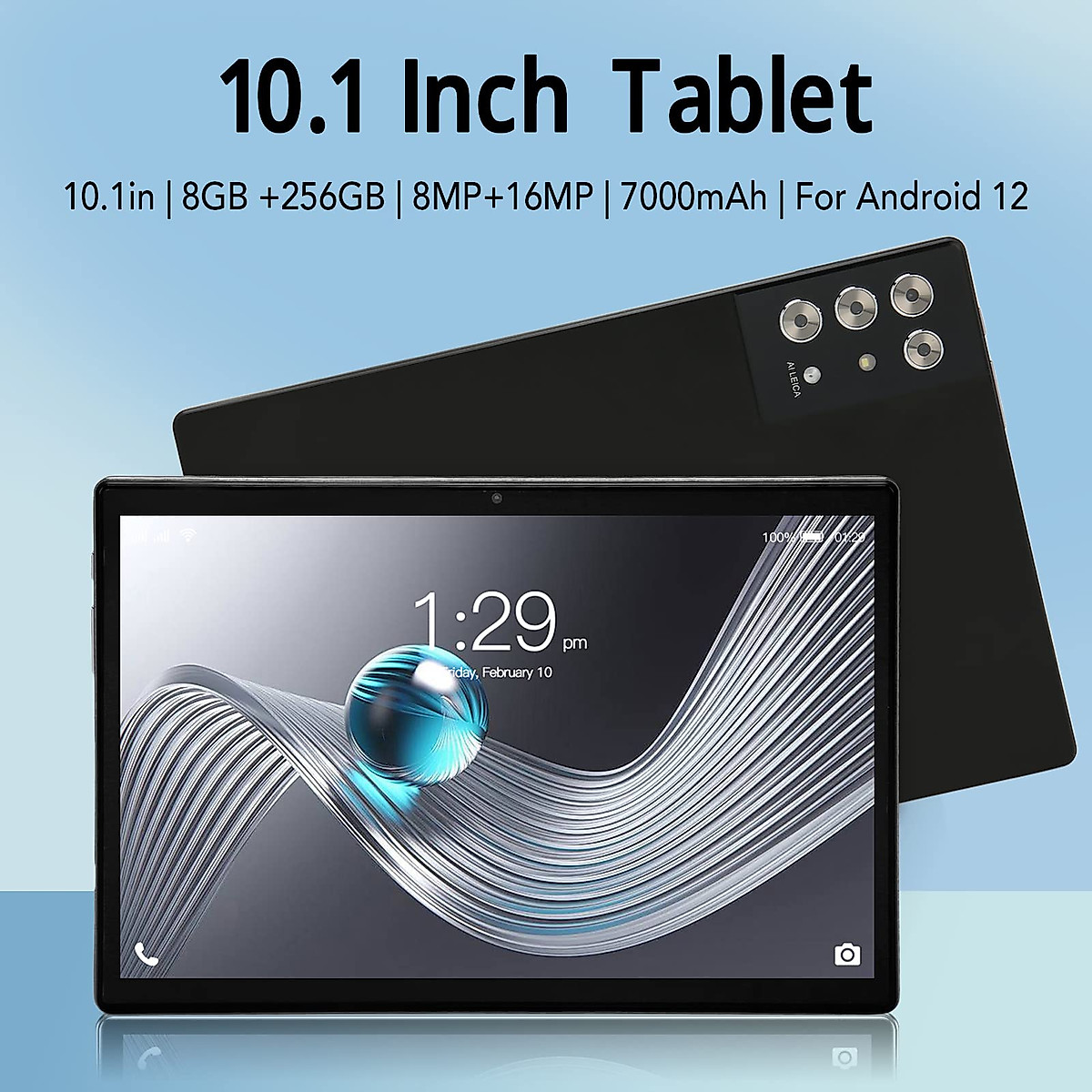 Pomya 10.1 Inch FHD Tablet, S30 Pro 1960x1080 Tablet with Dual Band WiFi for Android12, 8GB RAM 256GB ROM, 7000mAh Octa Core Calling Tablet with Dual Camera for Daily Life