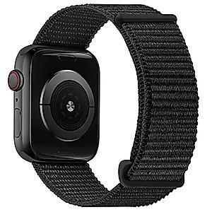 Oxwallen Sport Loop Nylon Band Compatible with Apple Watch 7/8 Ultra 49mm 45mm 42mm 44mm, Comfortable Braided Strap Women Men Competible for iWatch SE & Series 7/8 6 5 4 3, Black