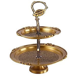 3-Tier 13.5’’ Cupcake Stand Hardware Fittings, Metal Mold Crown Holder DIY Making for Fruit Plate Cake Stand Snack Tray Replacement Parts for Tea Party Wedding Decoration (6 Sets - Retro Gold Leaf)