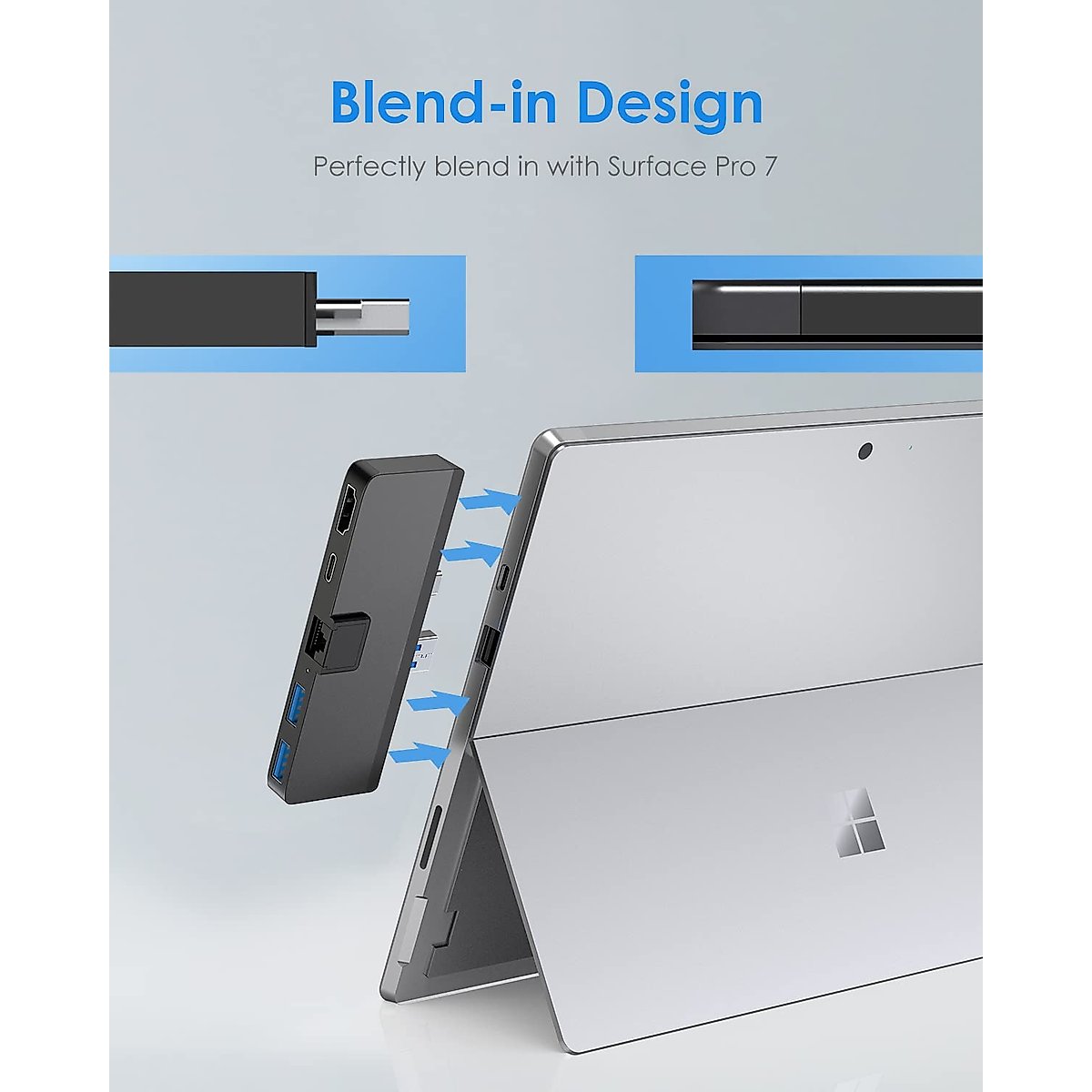 LENTION Surface Pro 7 USB C Hub Docking Station,5-in-1 Microsoft Surface Pro 7 Hub,4K@60Hz USB-C to HDMI Hub,USB C to Gigabit Ethernet Hub,2 USB 3.0 Hub,PD 60W Type C Charging Port Hub(CS35,Black)