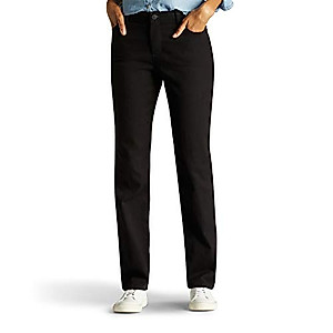 Lee Women's Missy Instantly Slims Classic Relaxed Fit Monroe Straight Leg Jean, Black, 10