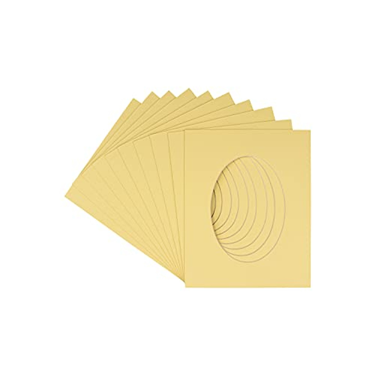 CountryArtHouse Soft Yellow Acid Free 16x24 Oval Picture Frame Mat with White Core Bevel Cut for 11x22 Pictures - Fits 16x24 Frame - Pack of 10 Matboards