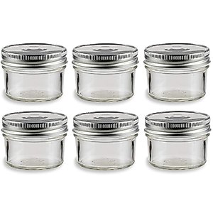 Nakpunar 6 pcs, 4 oz Mason Glass Jars with Silver Lids